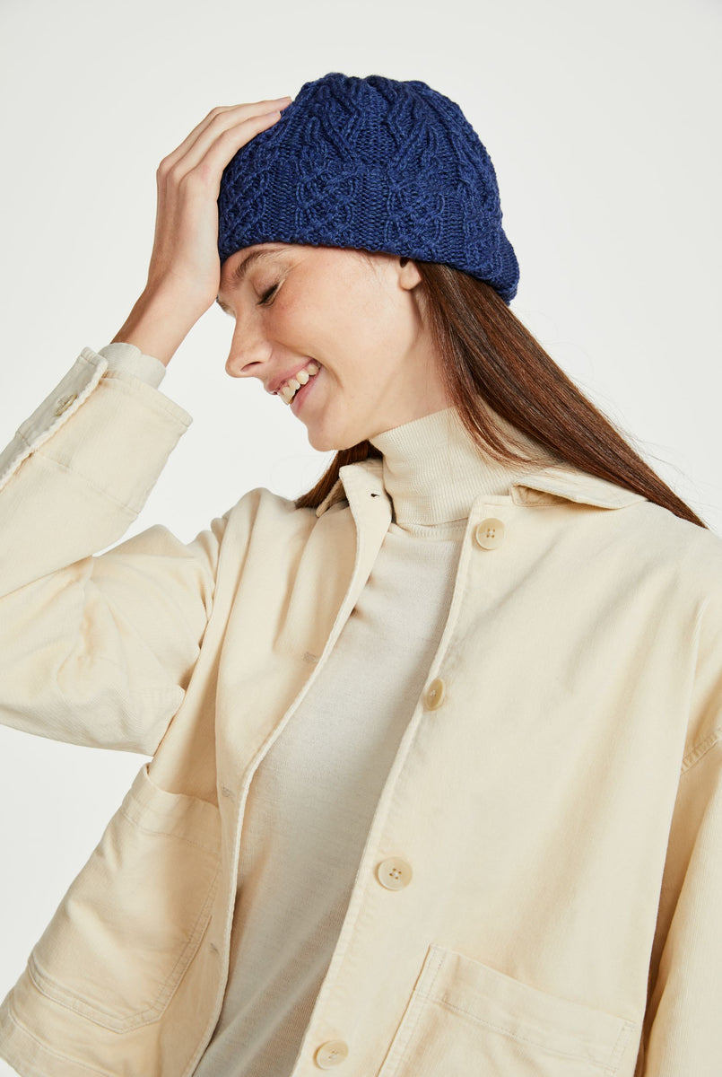 Finlough Aran Wool Hat | Navy | Aran Woollen Mills