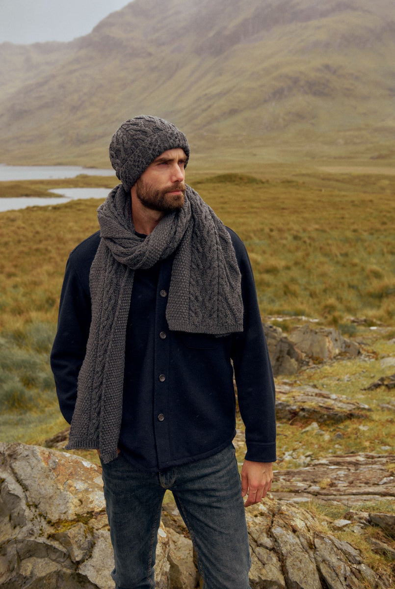 Finlough Aran Wool Hat | Grey | Aran Woollen Mills