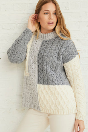 Inisheer Cream Traditional Aran Womens Sweater | Aran Woollen Mills