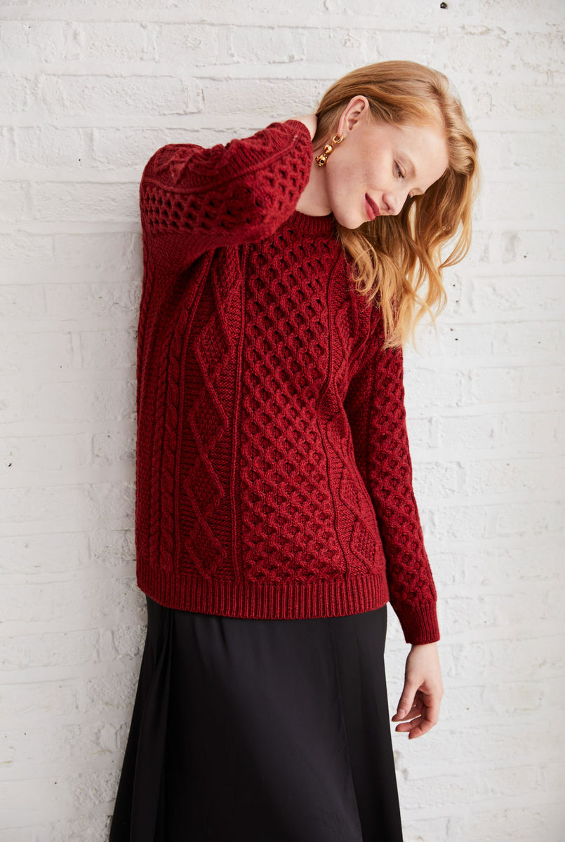 Éireann Ladies Traditional Aran Supersoft Sweater - Rua Red