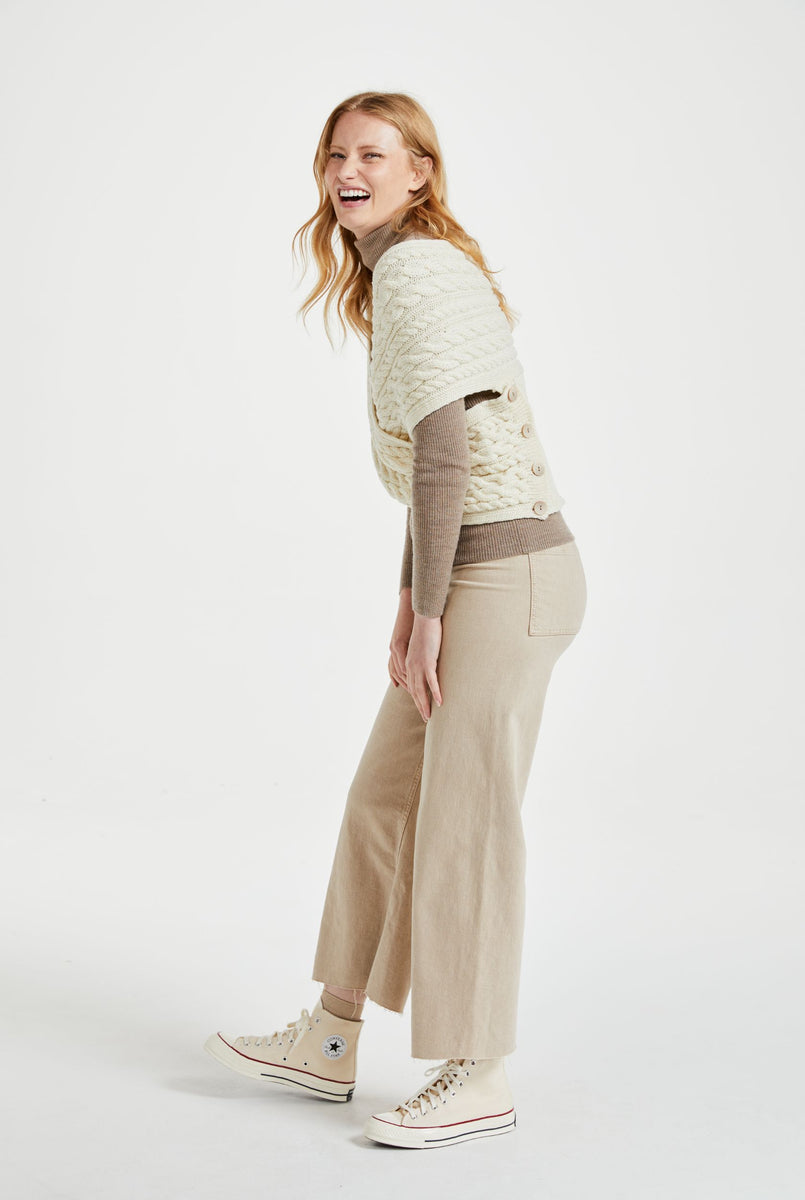 Corrib Crossover Aran Wrap - Cream | Aran Woollen Mills