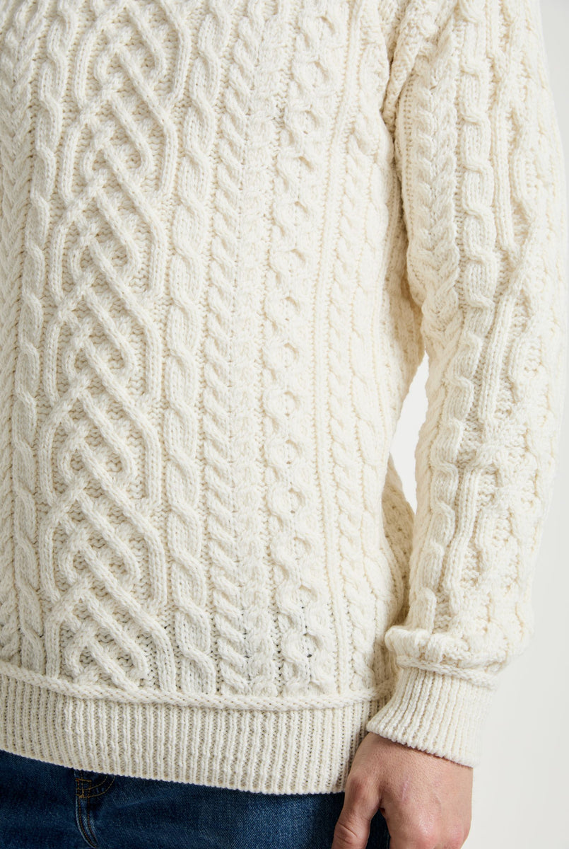 Inishturk Mens Aran Sweater - Cream | Aran Woollen Mills
