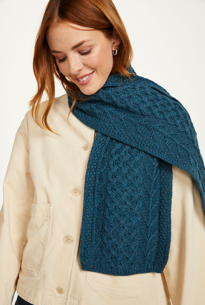 Kilconnell Irish Sea Plaited Aran Scarf | Aran Woollen Mills
