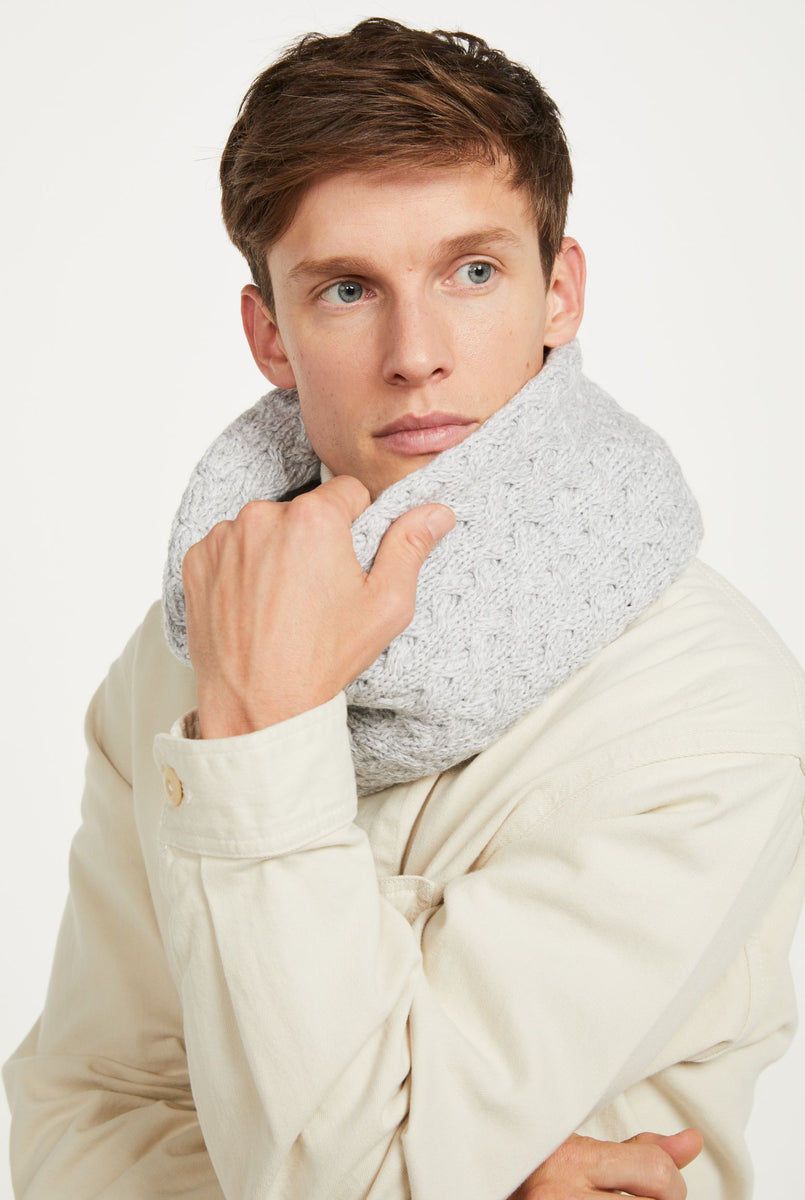 Newport Aran Cable Snood - Feather Grey